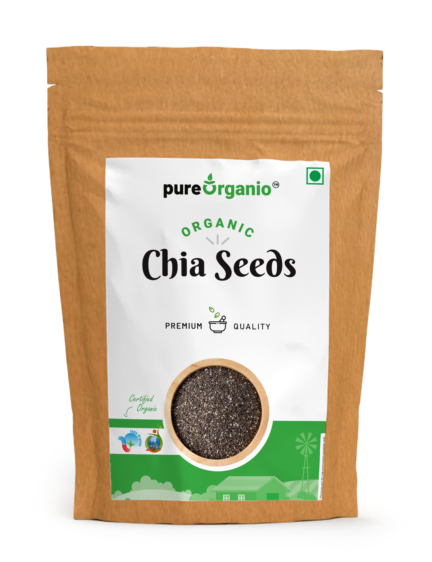 Pure Organic Organic Chia Seeds (Chiya Seeds) Indian Organic NPOP Cert