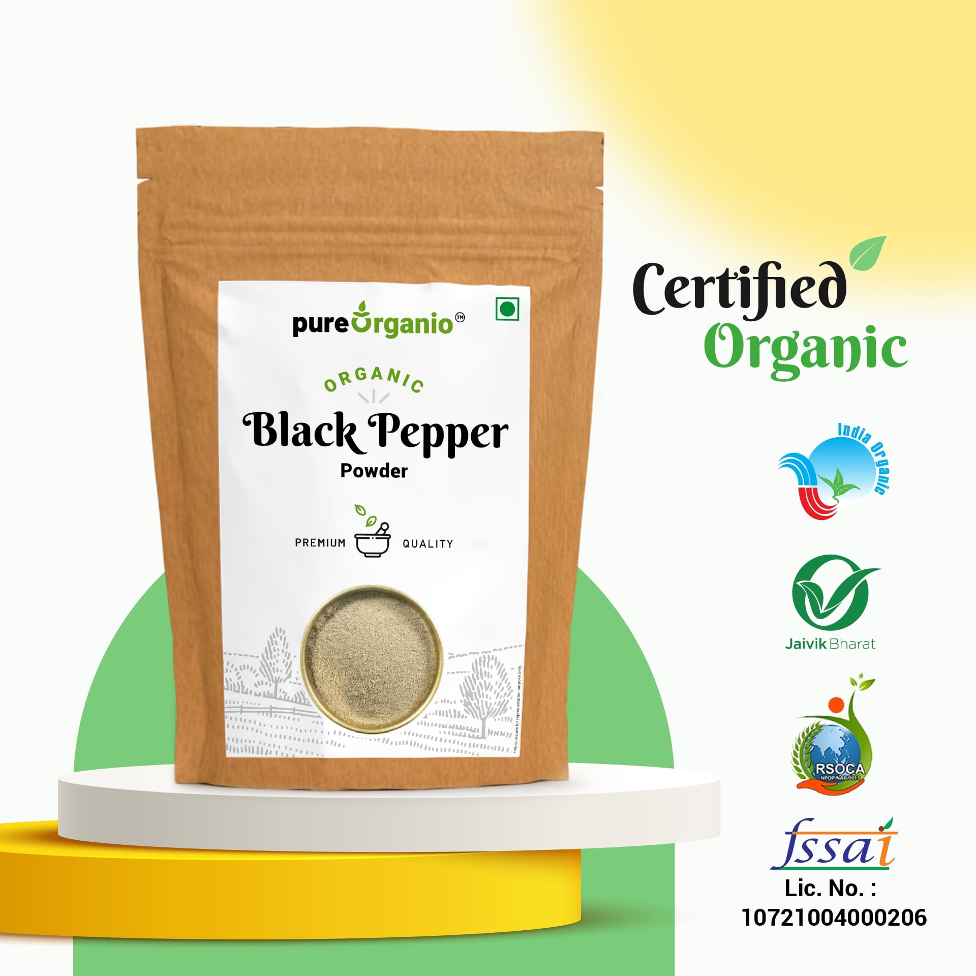 Pure Organio Organic Black Pepper Powder Kali Mirch